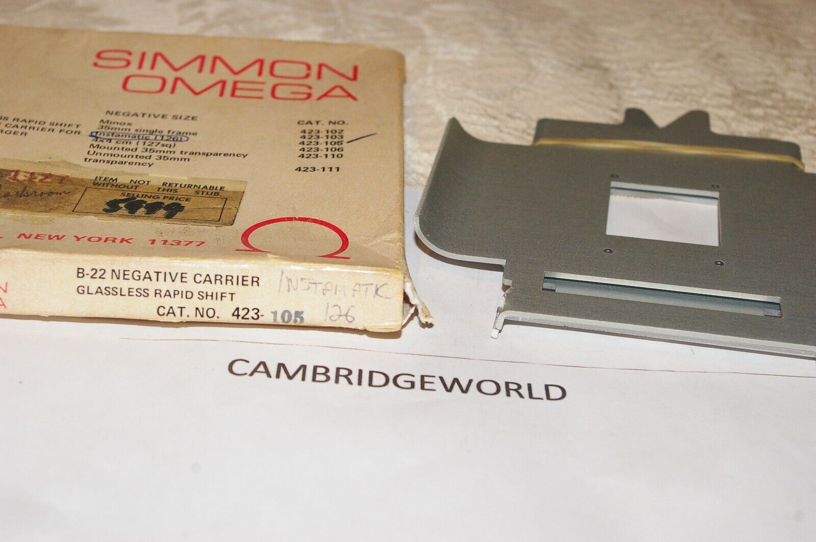 OMEGA SIMMON 423-105 NEW NEGATIVE CARRIER f/ INSTAMATIC 126 FRAME in F