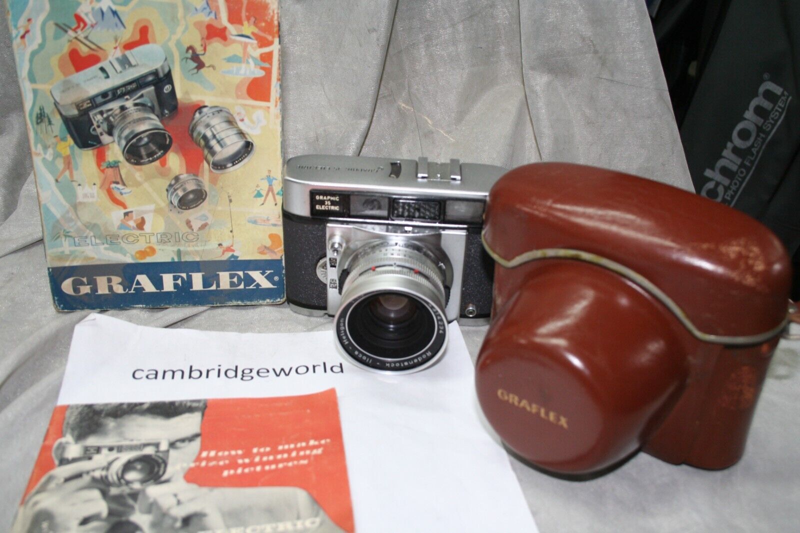 GRAFLEX GRAPHIC 35 ELECTRIC CAMERA with 50mm F1.9 RODENSTOCK HELIOS LE
